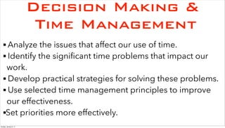 Time mgt. & Decision making @ reliance infra | PDF