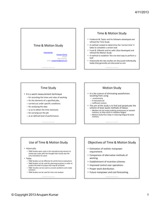 Time & motion study | PDF