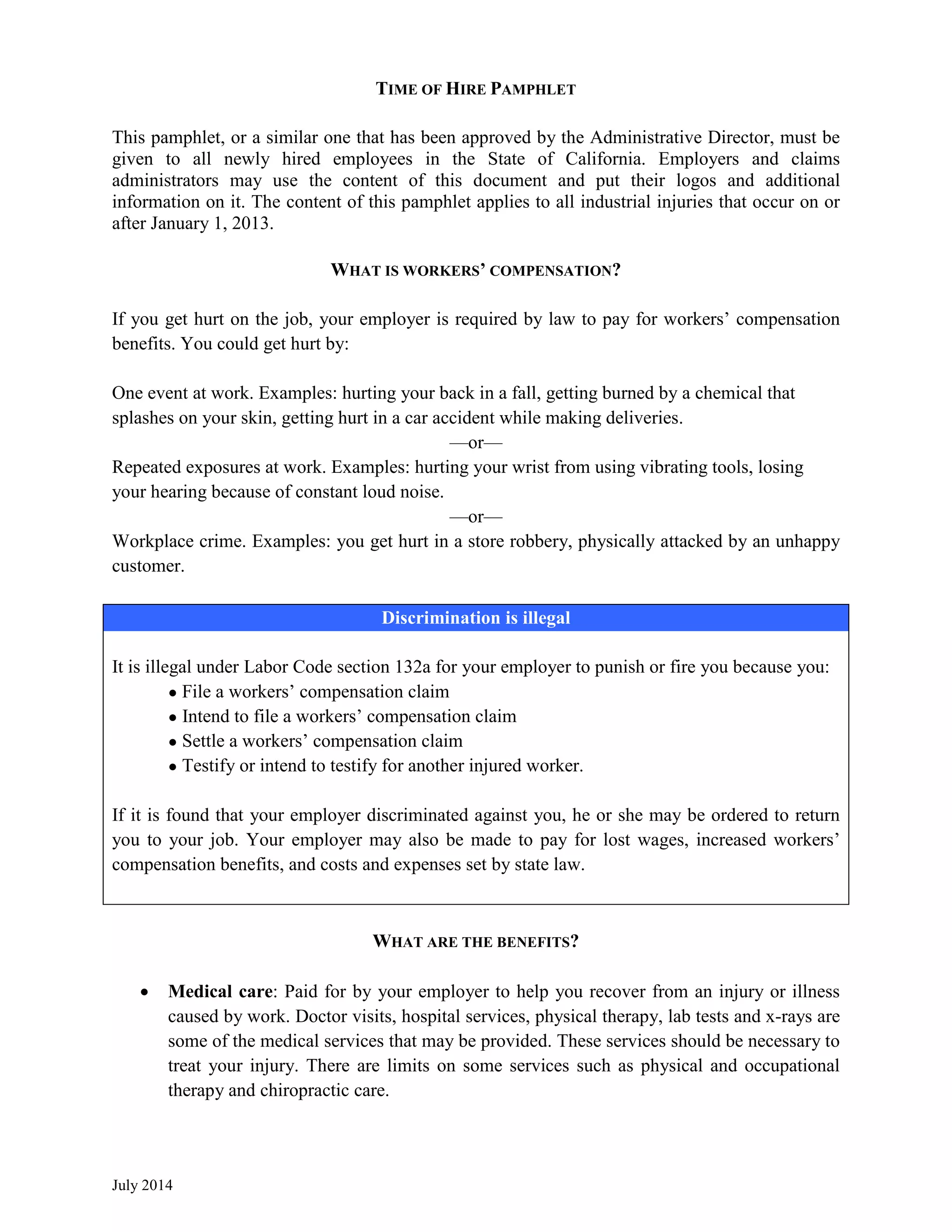 Time of hire pamphlet | PDF