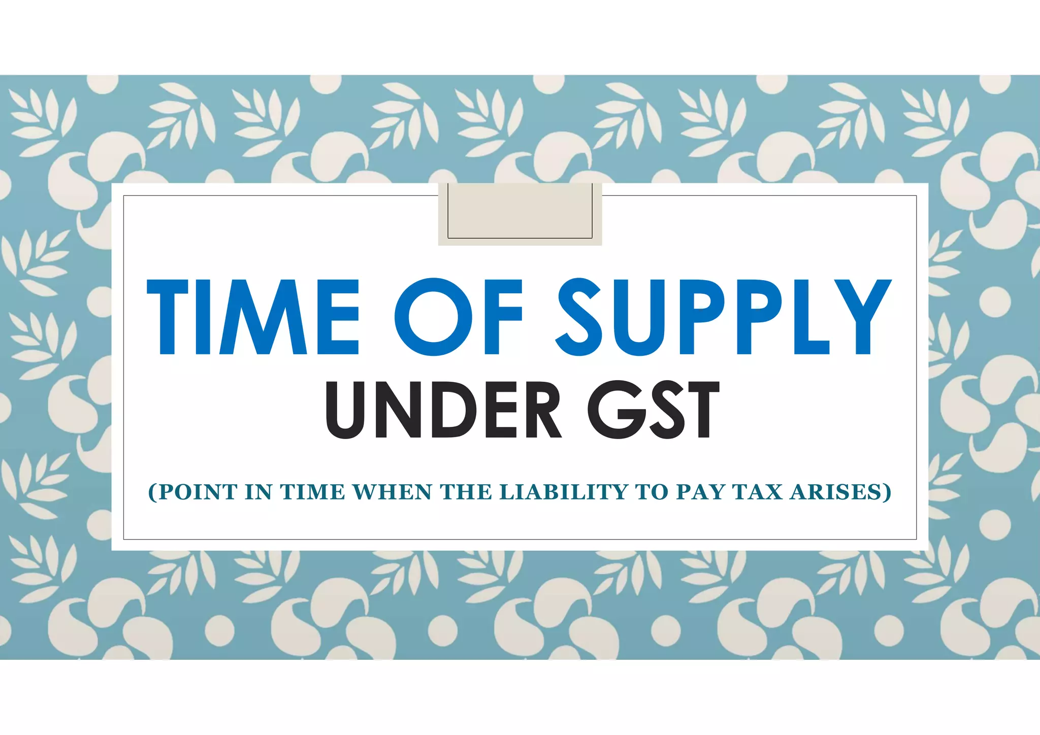 Time of supply | PDF