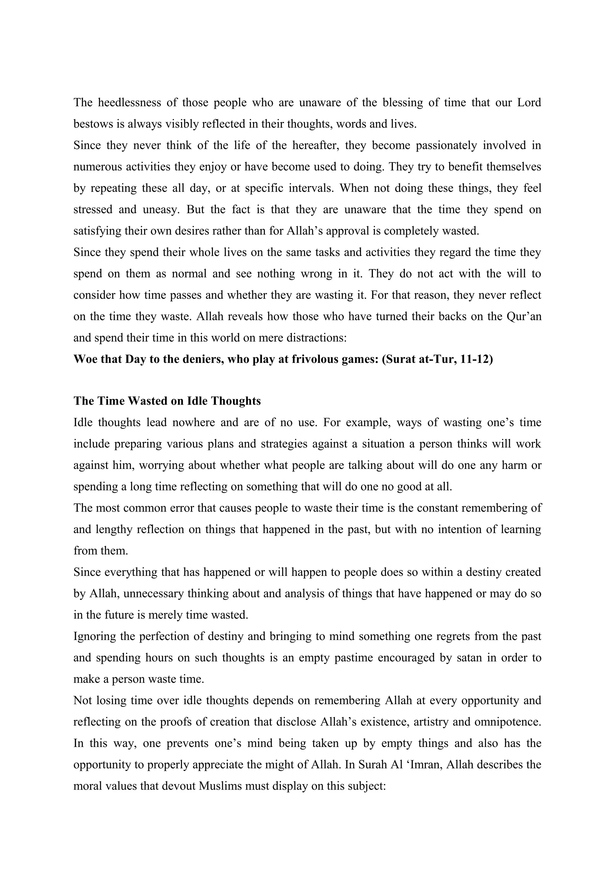 Time, one of Allāh (God Almighty's) great blessings. english | PDF