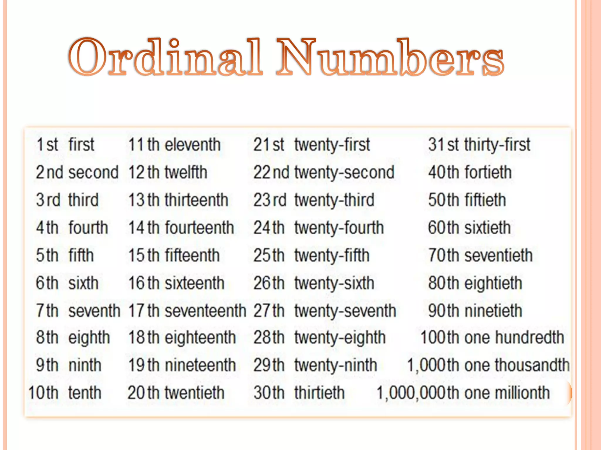 Time prepositions, years and ordinal numbers | PPT