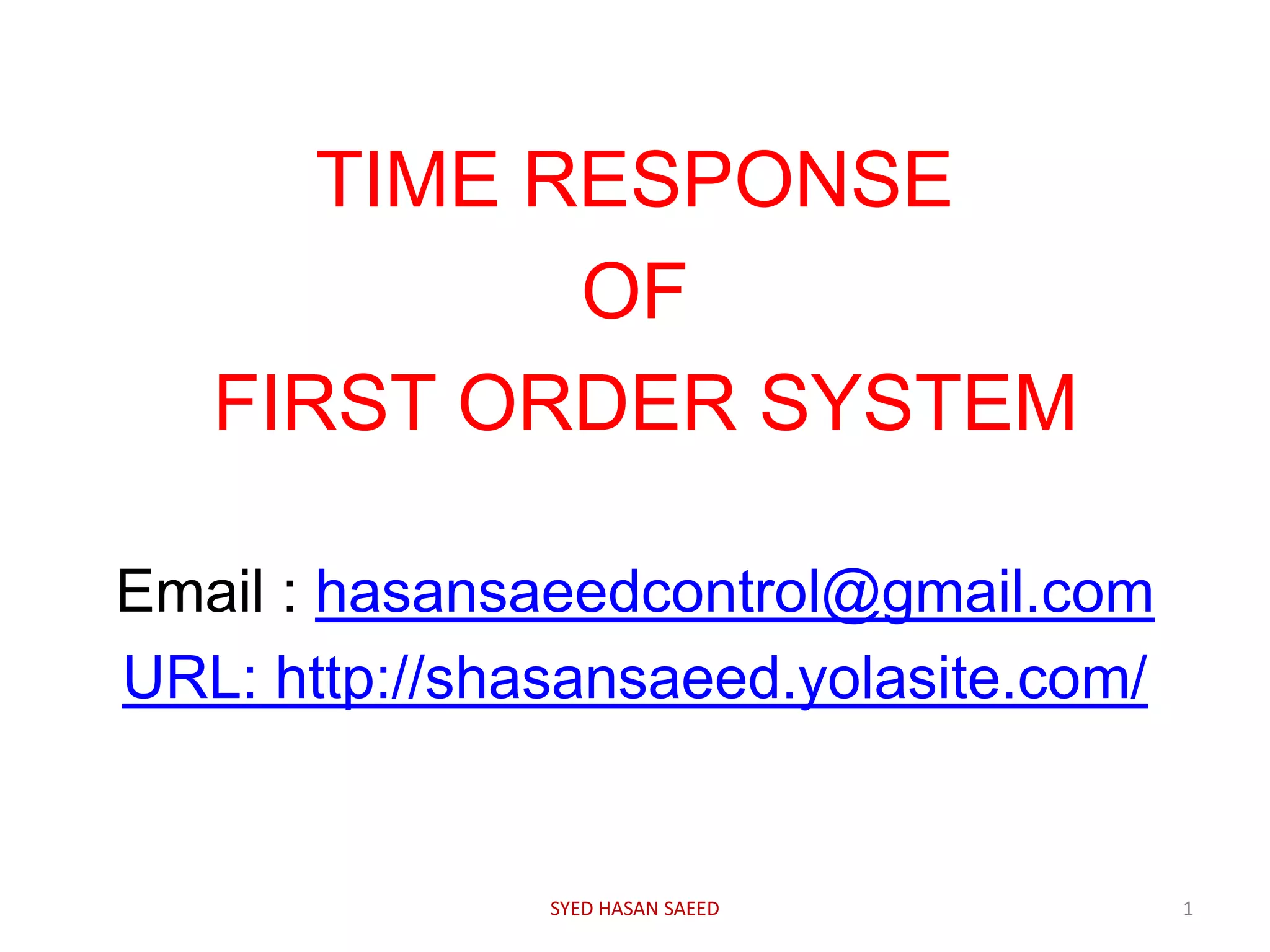 Time response first order | PDF