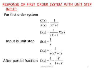 Time response first order | PDF | Physics | Science