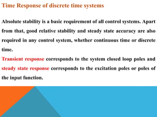 Time response of discrete systems 4th lecture | PPTX