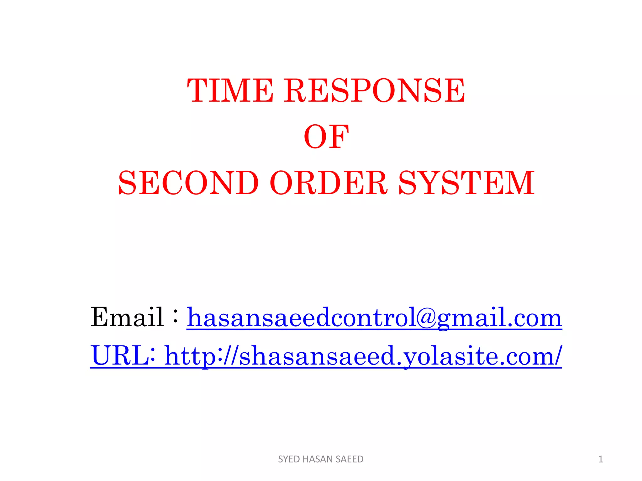 Time response second order | PDF