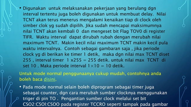 Pengetahuan Dasar penggunaan Timer dan Counter Microcontroller AVR | PPTX