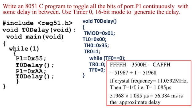 Timer programming for 8051 using embedded c | PPTX | Computing | Technology & Computing