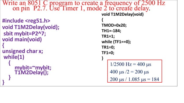 Timer programming for 8051 using embedded c | PPTX | Computing | Technology & Computing