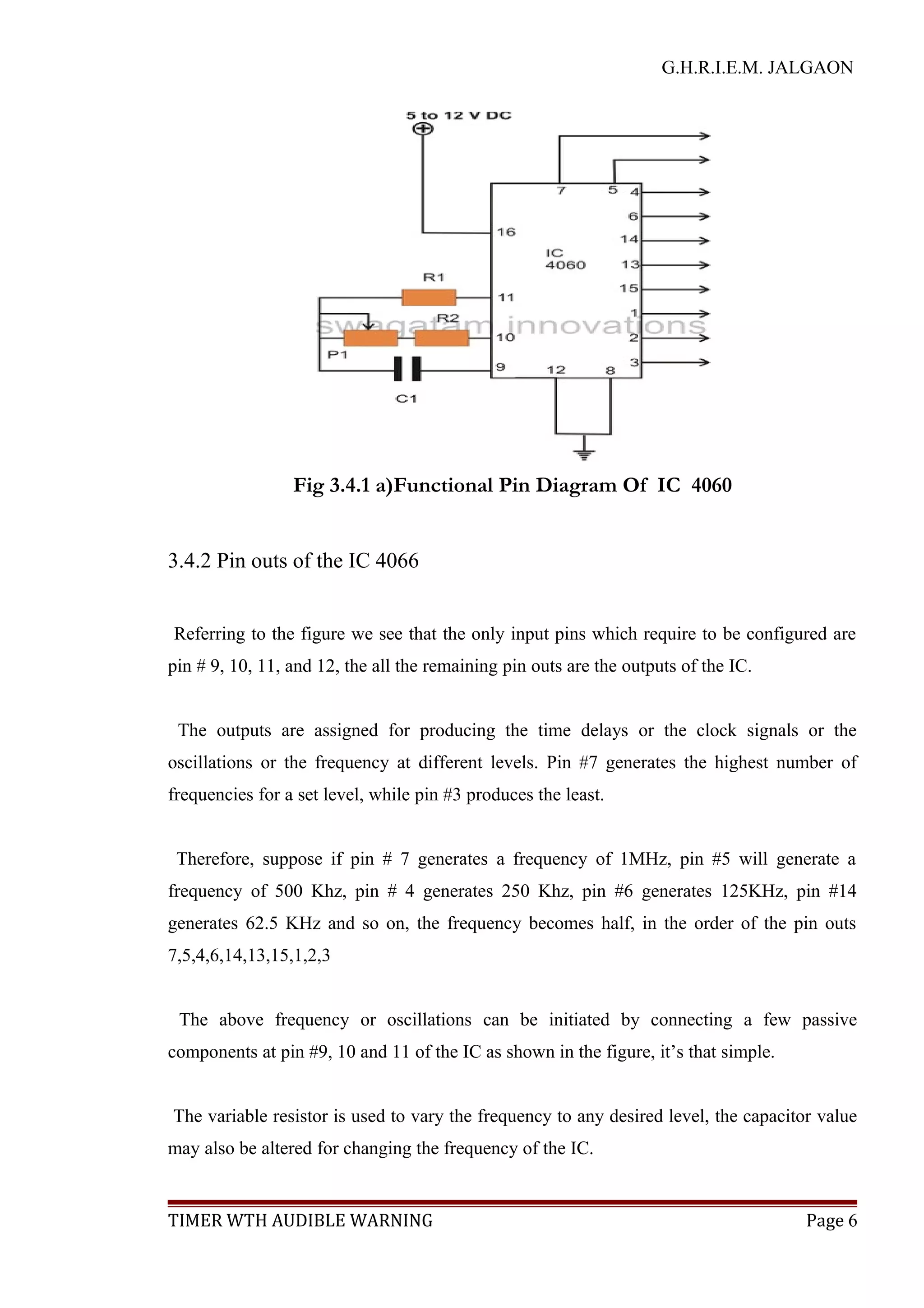 Timer with audible warning with circuit Diagram | DOC