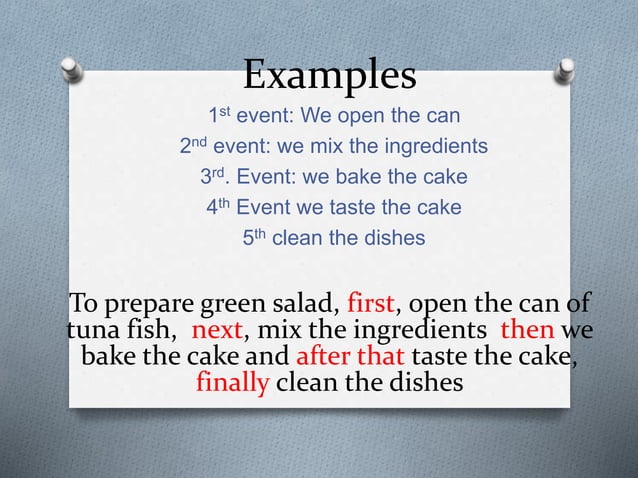 Time sequencers and connectors | PPTX | Cooking | Food & Drink
