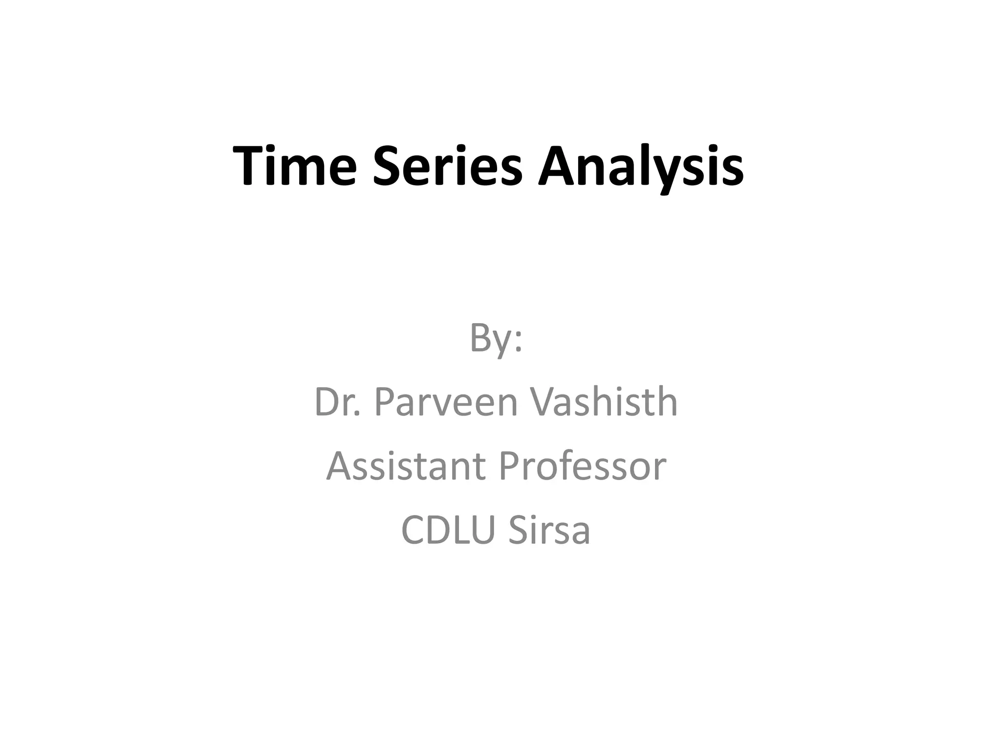 Time Series Analysis Ppt