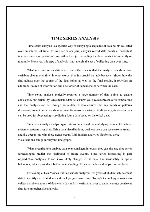TIME SERIES ANALYSIS.docx | Business and Finance