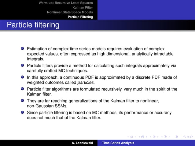 Time series Analysis - State space models and Kalman ﬁltering | PPT