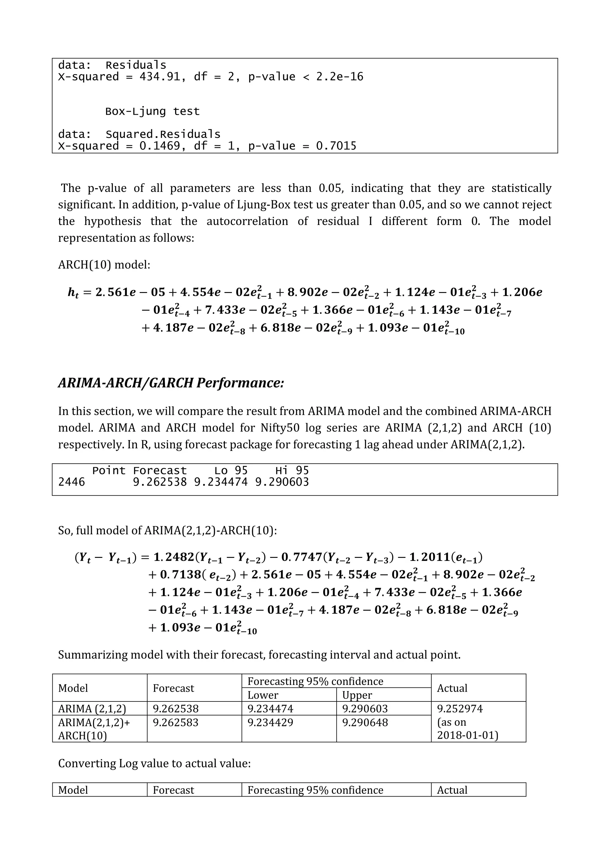 Time series modelling arima-arch | PDF