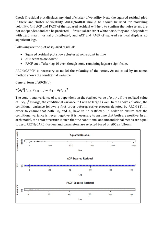 Time series modelling arima-arch | PDF