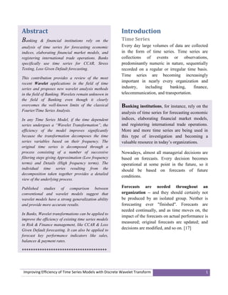 Time series models with discrete wavelet transform | PDF