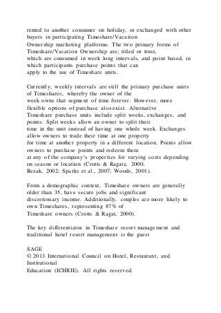 Timeshare Industry Leadership and Human Resource Implication | PDF ...