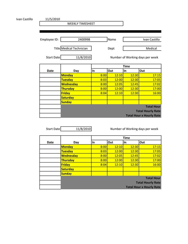 Timesheet | PDF | Business Accounting & Finance | Business