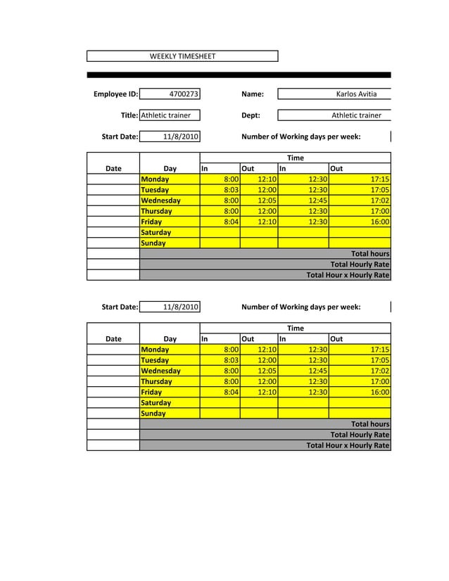 Timesheet | PDF | Sports