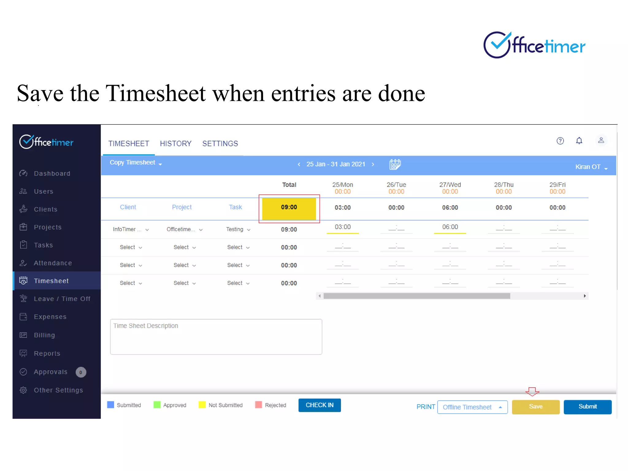 Timesheet in OfficeTimer - OfficeTimer Fully Free Time Tracking, HR and ...