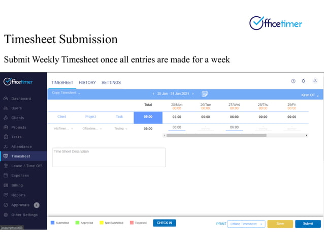 Timesheet in OfficeTimer - OfficeTimer Fully Free Time Tracking, HR and ...