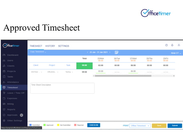 Timesheet in OfficeTimer - OfficeTimer Fully Free Time Tracking, HR and ...