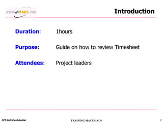 Timesheet trainingfor Project Leader FSOFT | PPT