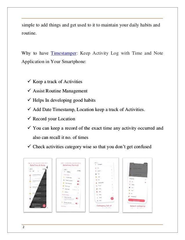 Timestamper keep activity log with time and note