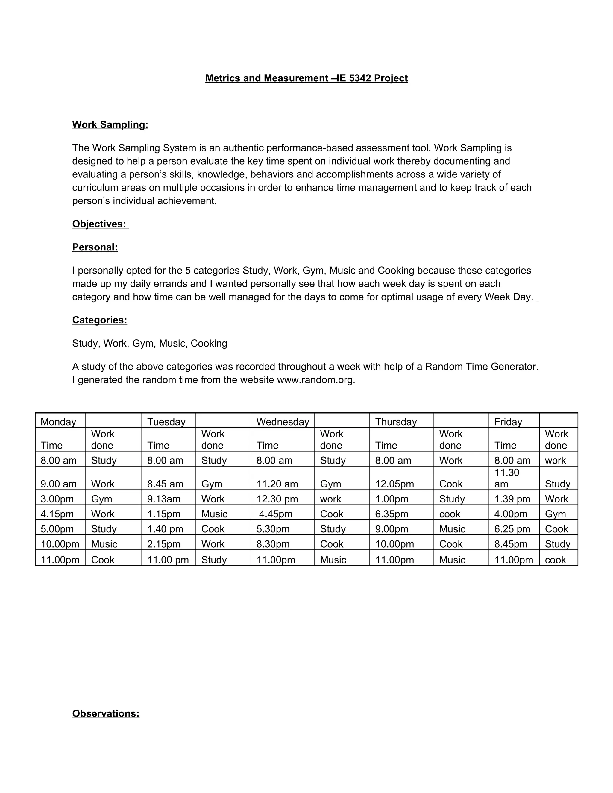 Time Study Analysis Metrics | PDF