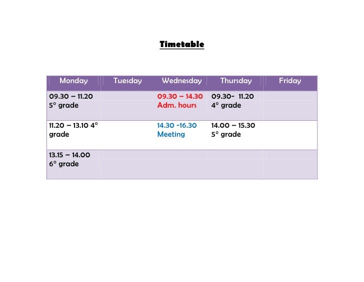 Timetable