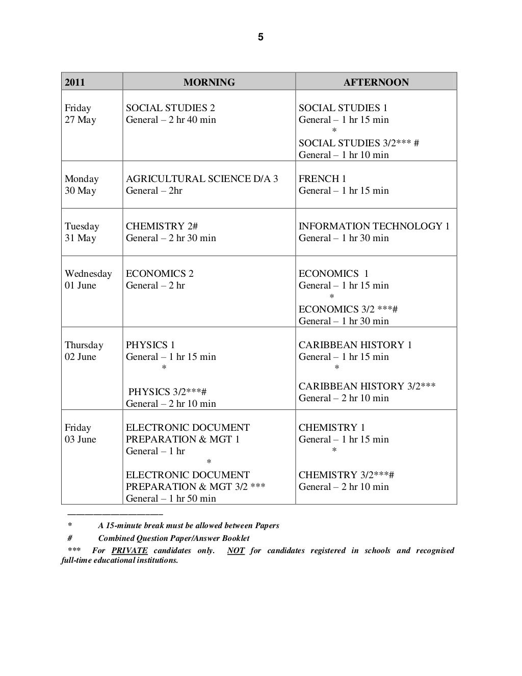 Timetable csec 2011 may-jun final a4 3 january 2011