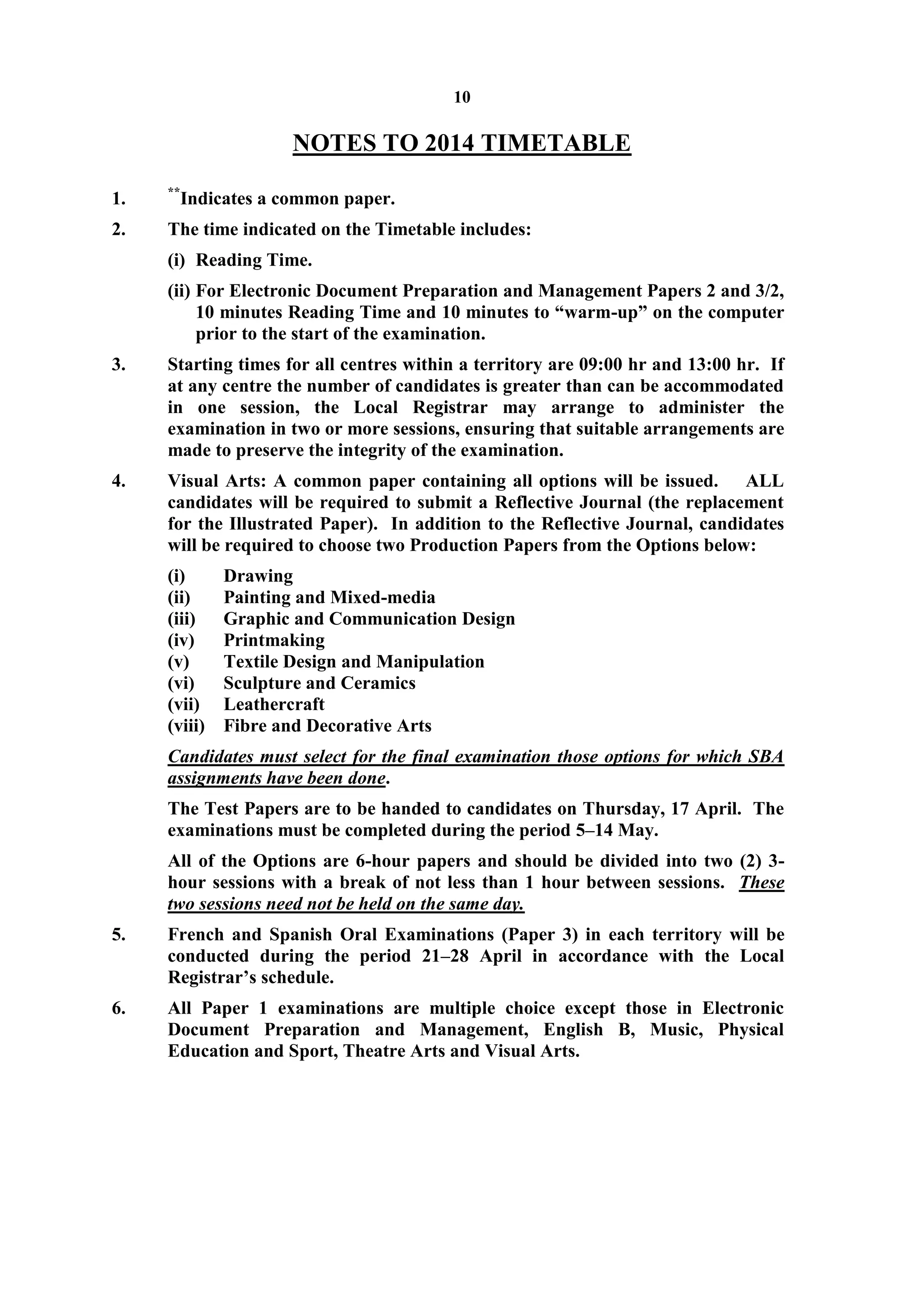 Timetable CSEC may-jun 2014 | PDF