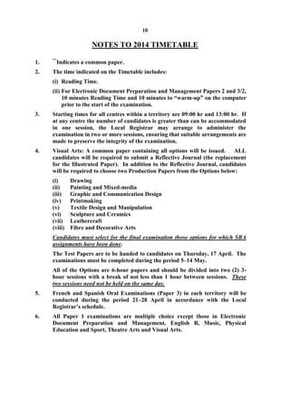 Timetable CSEC may-jun 2014 | PDF
