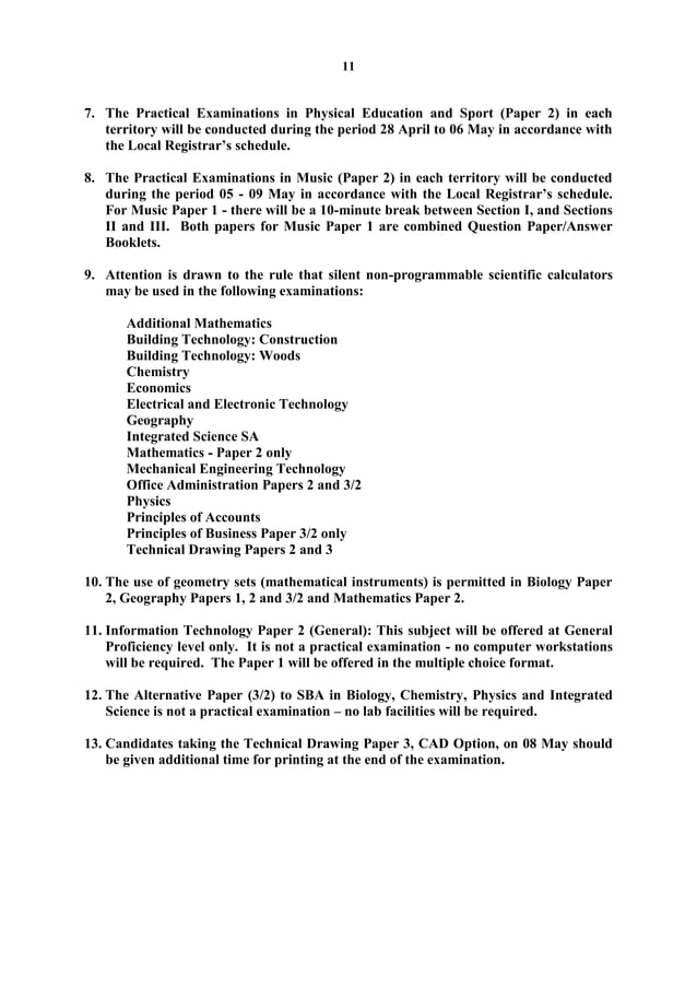 Timetable CSEC may-jun 2014 | PDF