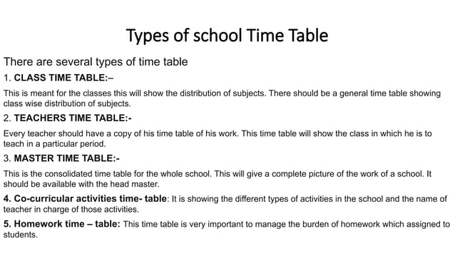 TIME TABLE- MEANING , TYPES, PRICIPLES,.pptx
