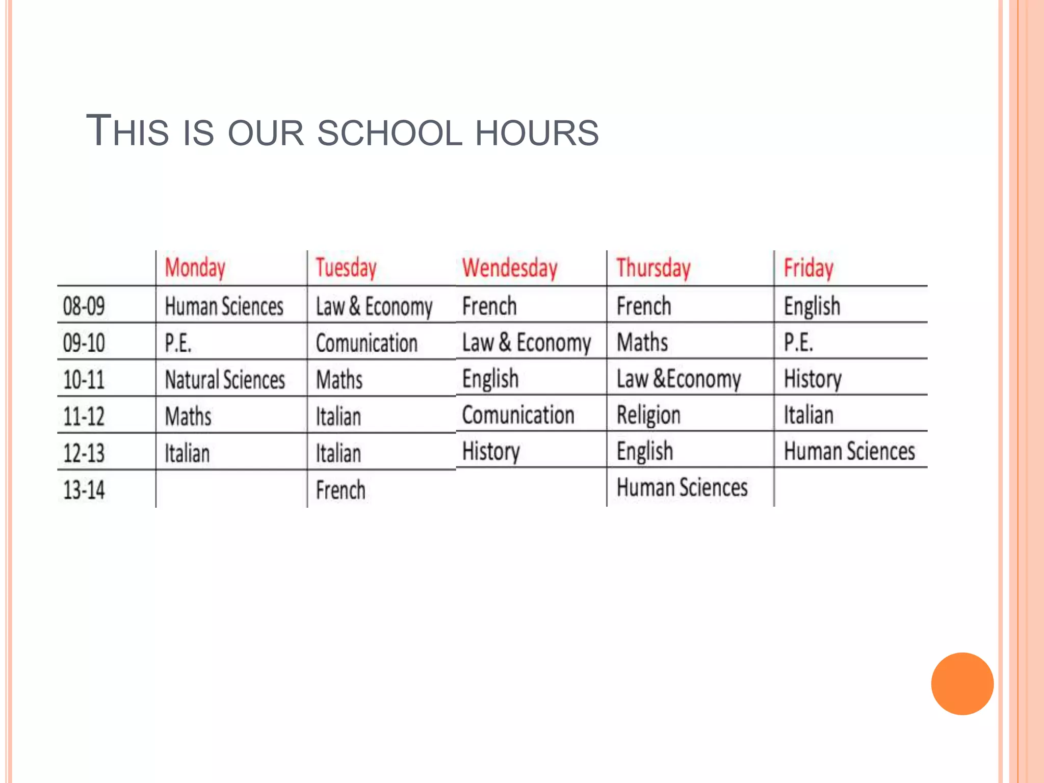 Anguissola High School Timetable | PPTX | Secondary Education | Education