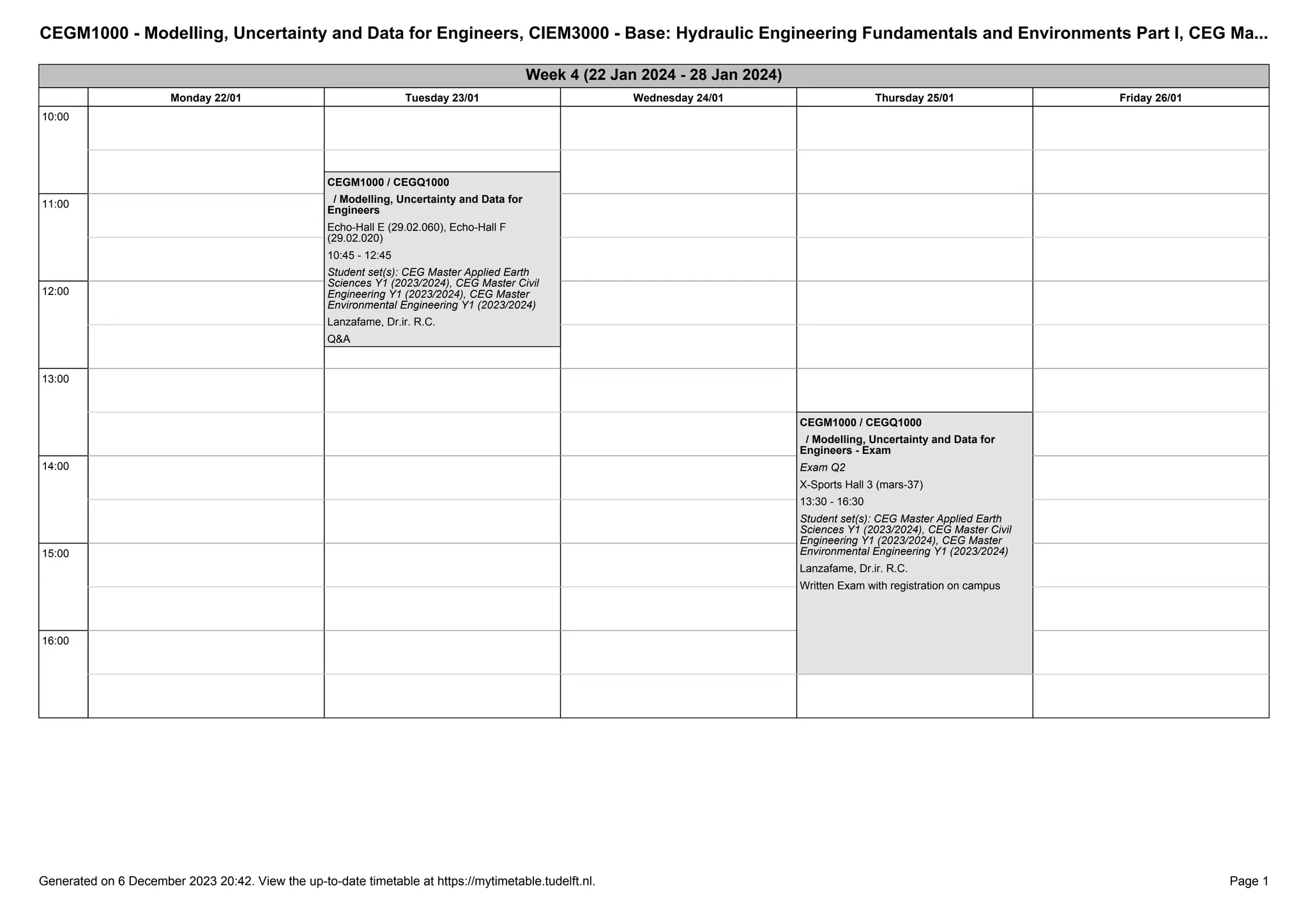 Timetable for civil engineering schedule | PDF