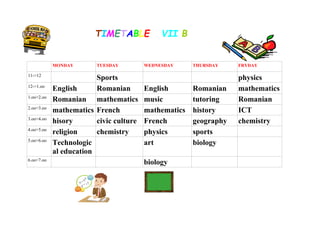 Timetable 7 b | PPT