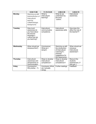 Timetable assignment 1 | PDF