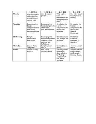 Timetable assignment 1 | PDF