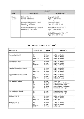 Timetable cape mayjune2014final1feb2013 | PDF