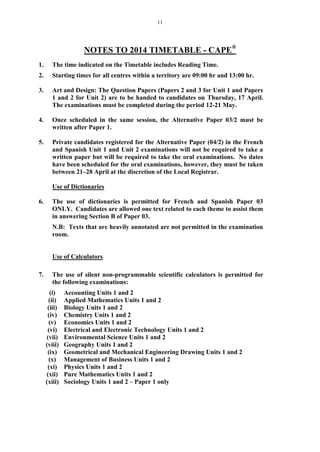 Timetable cape mayjune2014final1feb2013 | PDF