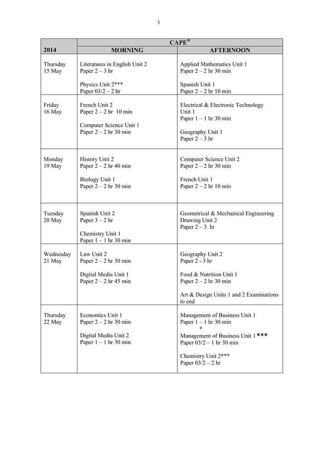 Timetable cape mayjune2014final1feb2013 | PDF