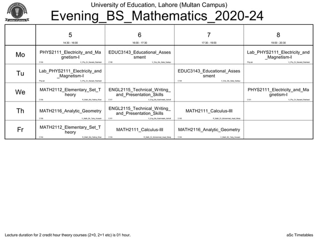 Timetable fall 2021 (office copy) | PPT