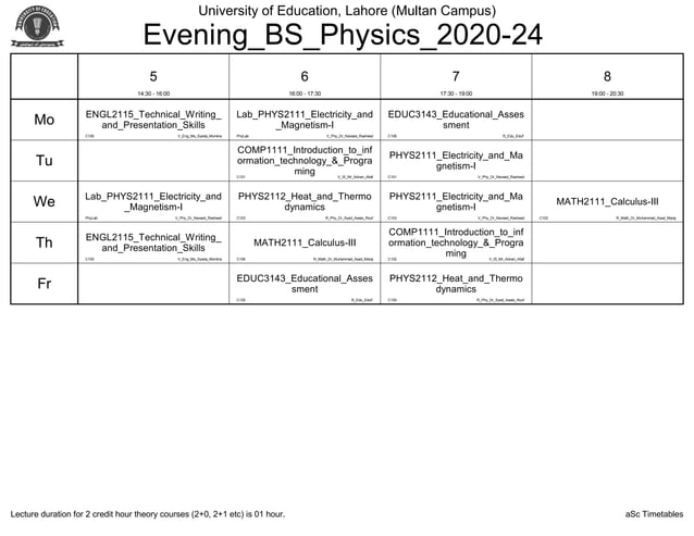 Timetable fall 2021 (office copy) | PPT