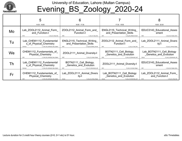 Timetable fall 2021 (office copy) | PPT