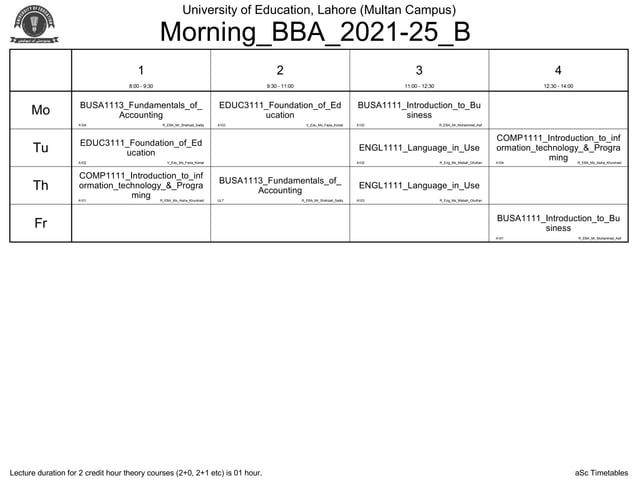 Timetable fall 2021 (office copy) | PPT