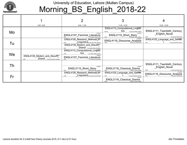 Timetable fall 2021 (office copy) | PPT