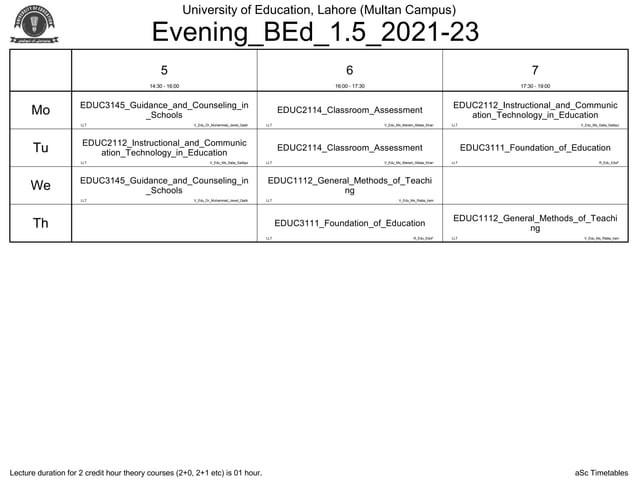 Timetable fall 2021 (office copy) | PPT